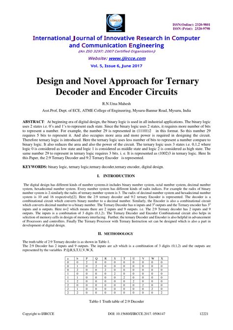 Pdf Design And Novel Approach Towards Ternary Encoders And Decoder