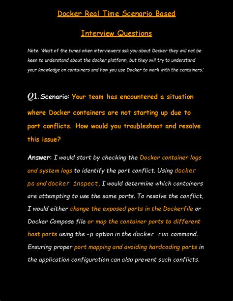 Real Life Scenario For Docker Docker Real Time Scenario Based Interview Questions Note ‘most