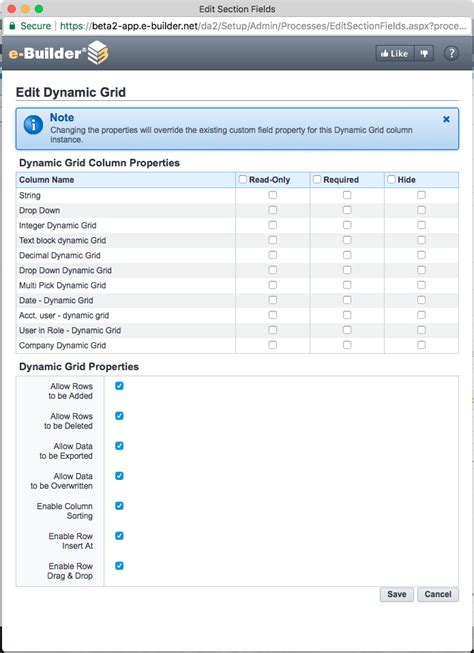 Configure Dynamic Grid Controls