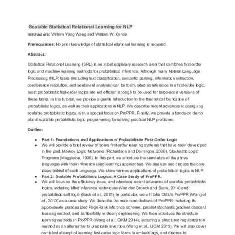 Scalable Statistical Relational Learning For Nlp Acl Anthology