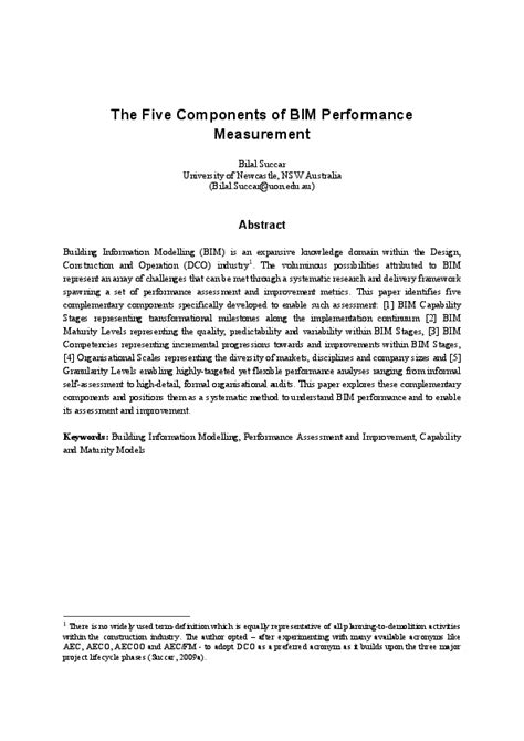Pdf The Five Components Of Bim Performance Measurement