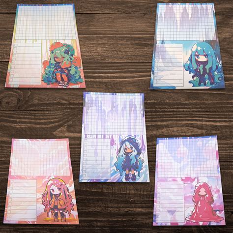 Kawaii Slime Girl Notepad Bundle Cute Aesthetic Memo Pad Notepads For