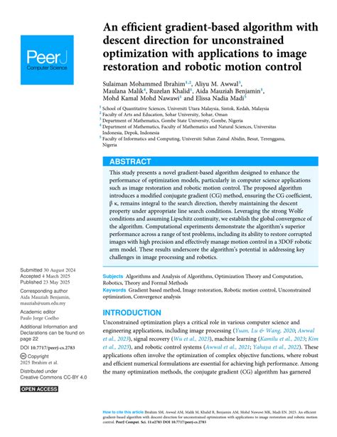 Pdf An Efficient Gradient Based Algorithm With Descent Direction For Unconstrained