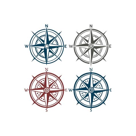 Colored Compass Rose Icons 52610887 Vector Art At Vecteezy