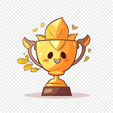 트로피 클립 아트 만화 트로피 컵 위에 나뭇잎 벡터 Png 일러스트 무료 다운로드 Lovepik