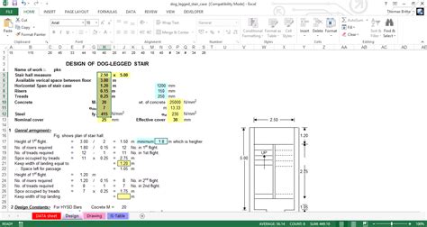 Rcc Dog Legged Staircase Design Excel Sheet