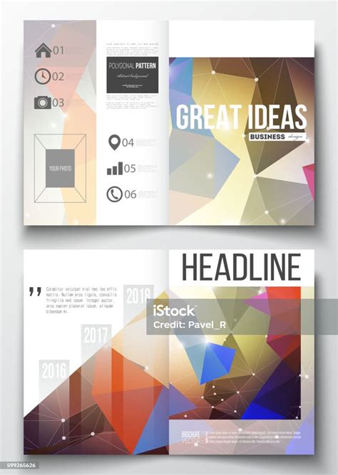브로셔 잡지 전단지 소책자를 위한 비즈니스 템플릿 집합입니다 분자로 된 0명에 대한 스톡 벡터 아트 및 기타 이미지 0명 기하 도형 다중 색상 Istock