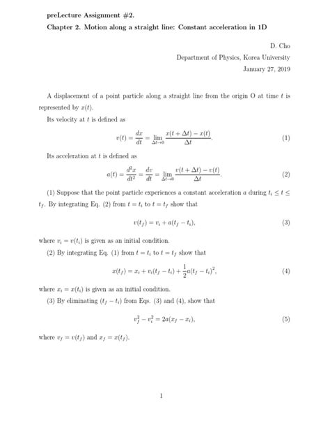 Prelecture Assignment 2 1d Motion Pdf
