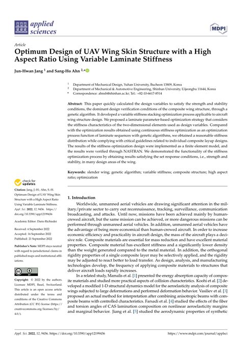 Pdf Optimum Design Of Uav Wing Skin Structure With A High Aspect Ratio Using Variable Laminate