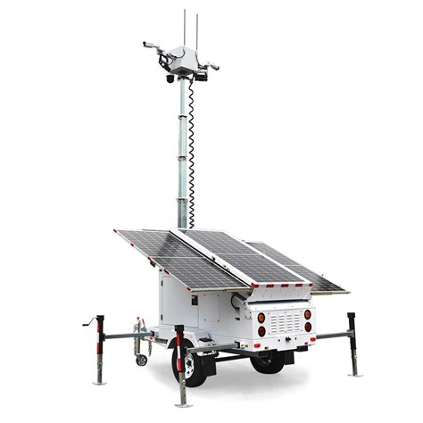 Portable Mobile Solar Security Trailer With Led Lamp And Cctv Camera