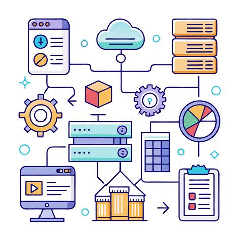 Web Interface With Database Cloud Data Processing And Server Icons Premium Ai Generated Vector