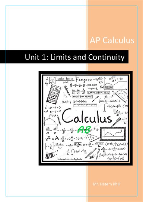 Unit 1 Updated Summary Of Unit 1 Notes For AP Calculus For The Limits And Continiuty Uint