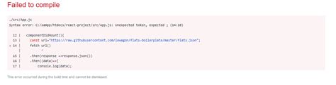 Reactjs Unexpected Token In React While Using Fetch Stack Overflow