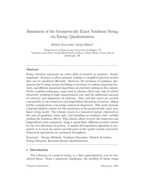 Pdf Simulation Of The Geometrically Exact Nonlinear String Via Energy