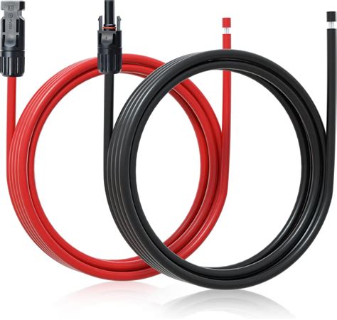 Amazon com Behaunty AWG mm² Solar Panel Extension Cable FT Black Red Heavy Duty