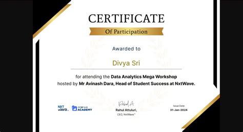 Divya Sri Kote On Linkedin Nxtwave Ccbp Dataanalytics Workshop Nxtwaveccbp Rahulattuluri