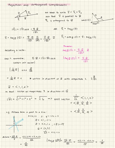 Projections And Orthogonal Components Notes Projections And