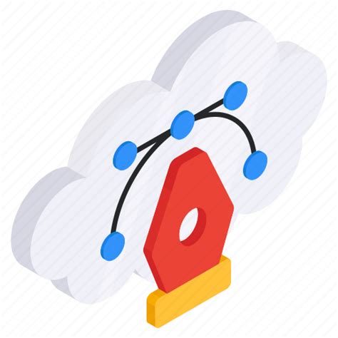 cloud bezier technology computing tool curve icon download on