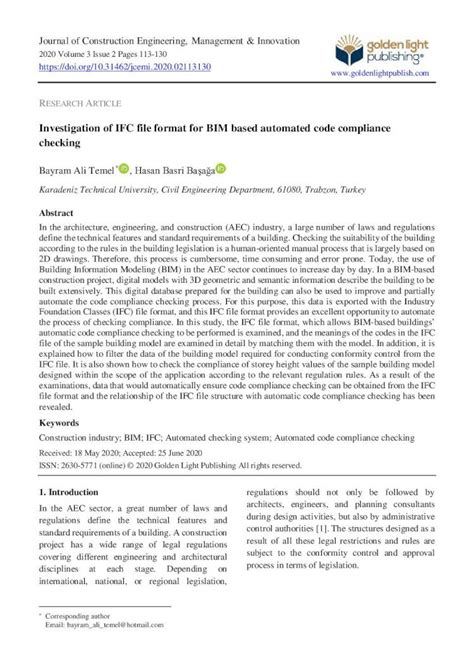 pdf investigation of ifc file format for bim based automated code