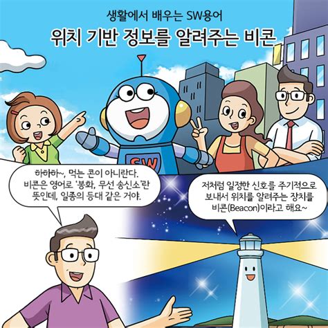 소프트웨어중심사회 [sw웹툰] 위치 기반 정보를 알려주는 비콘 비콘 beacon 은 등대나