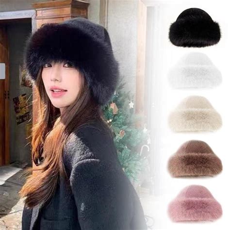 Korean Fur Bucket Hat Binnie Hat Thick Cold Snow Day Mermaid Luxury