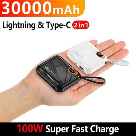 Mah Portable Power Bank Pd W Detachable Usb To Type C Cable Two Way Fast Charger Mini