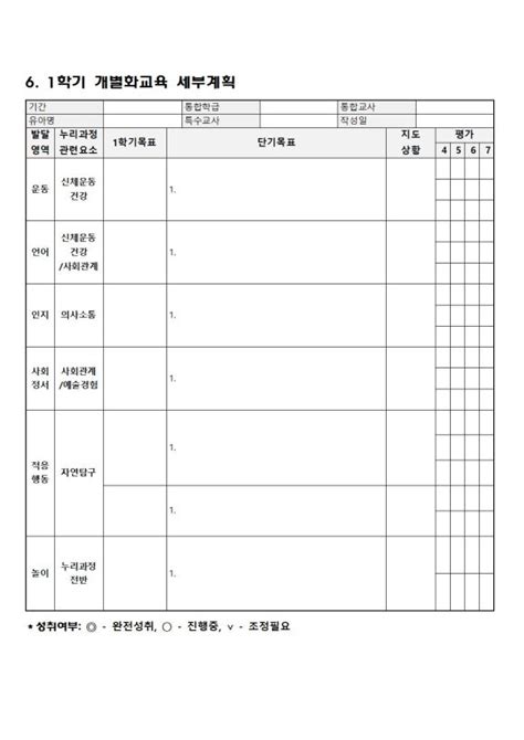 개별화교육계획 양식유아특수 네이버 블로그