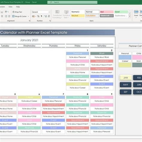 2025 Dated Weekly Planner Excel Template 2025 Editable Planner Personel Planner Tracker