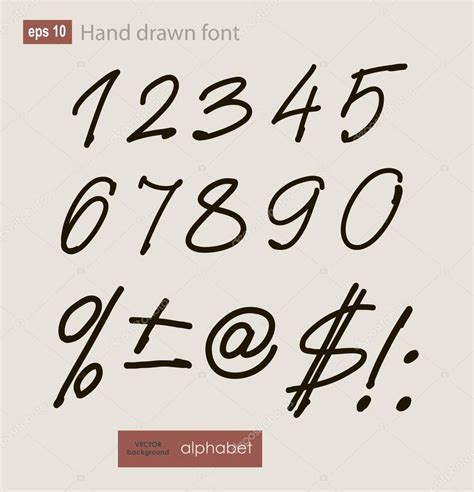 Vector Handwritten Arabic Numerals Set — Stock Vector © Farbakolerova 62140641