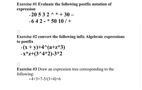 Solved Exercise 1 Evaluate The Following Postfix Notation