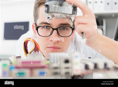 Technician Working On Broken Cpu Stock Photo Alamy