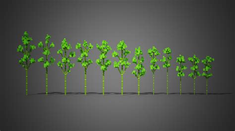 artstation voxel trees bamboo game assets