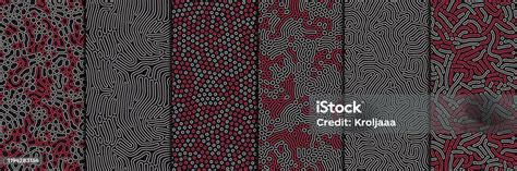 둥근 라인 드립과 유기 원활한 패턴의 집합입니다 확산 반응 배경 바이오닉 모양의 선형 설계 자연 세포 미로 산호의 구조 추상 벡터 그림입니다 개체 그룹에 대한 스톡 벡터