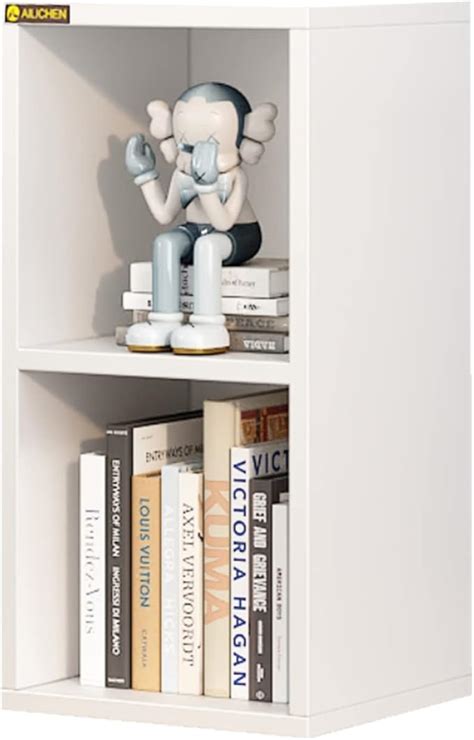 Alisened Small Bookshelf Wooden Stackable Cubby 2 Cube Shelf Modern Small Spaces