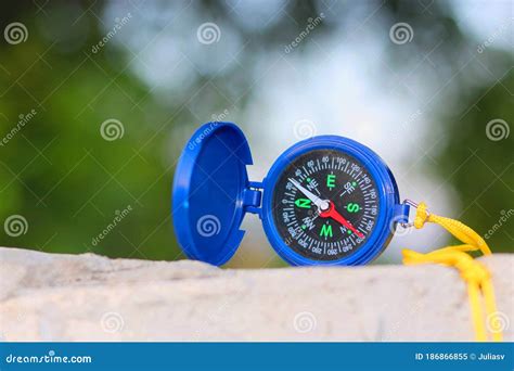 Round Compass On Natural Background Stock Image Image Of Measurement