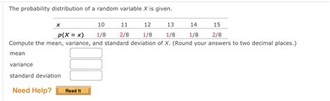 Solved The Probability Distribution Of A Random Variable X Chegg