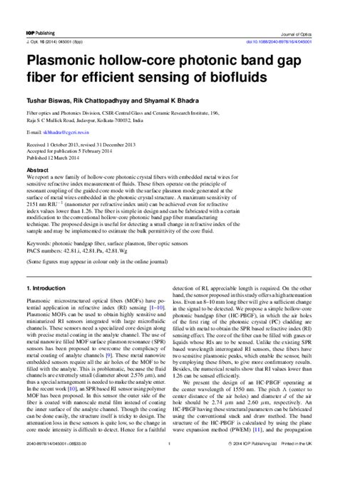 Pdf Plasmonic Hollow Core Photonic Band Gap Fiber For Efficient