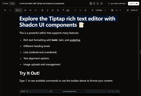 Customizable Rich Text Editor With Shadcn Ui And Lexical Shadcn Editor