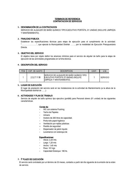 Tdr Cartel De Servicios Higienicos Pdf