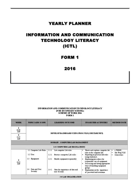 Rancangan Tahunan 2015 Ictl Form 1 Download Free Pdf Inputoutput