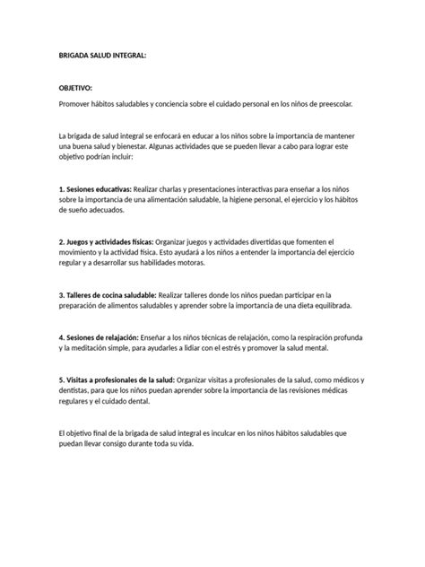Plan De Accion Voceria De Salud Integral Pdf