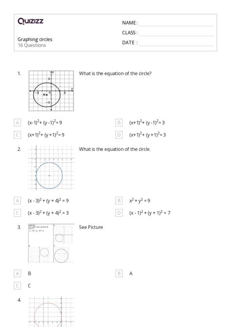 Circles In The Coordinate Plane Graphing Circles 1 Practice Worksheet Worksheets Library