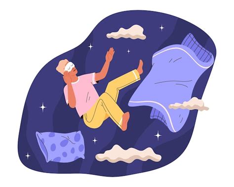 Premium Vector Young Man Asleep With Sleeping Mask Human Floating In