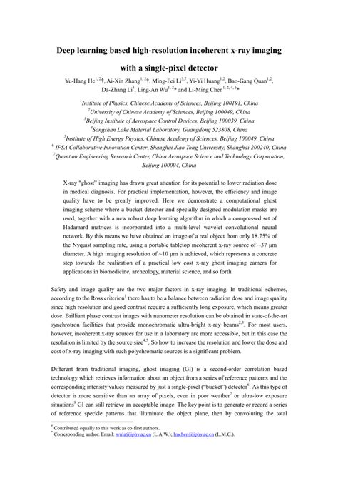 Pdf Deep Learning Based High Resolution Incoherent X Ray Imaging With