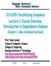 Cs 6245 Lec1 S23 V1 Pdf CS 6245 Parallelizing Compilers Lecture 1
