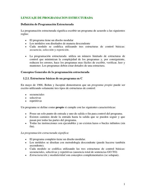Lenguaje De Programacion Estructurada Pdf Programa De Computadora