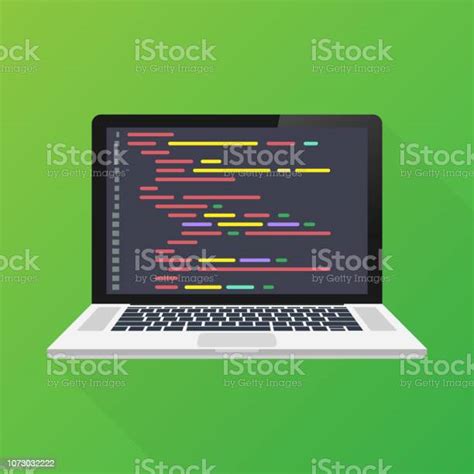 Konsep Pengkodean Laptop Vektor Pengembang Web Desain Pemrograman Kode Layar Laptop Ilustrasi