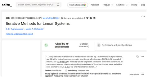 iterative methods for linear systems [scite report]