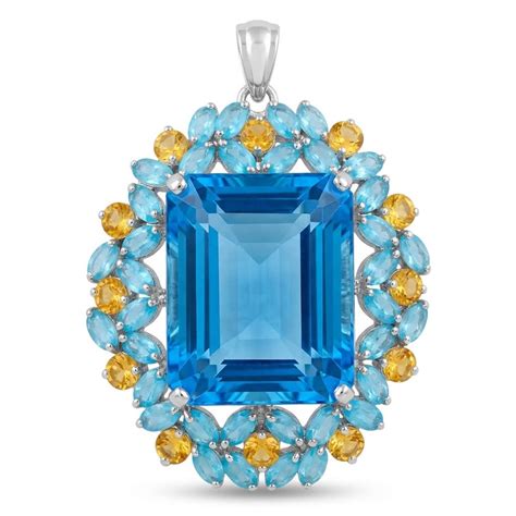 Swiss Blue Topaz Pendant Sterling Silver 468 Carat