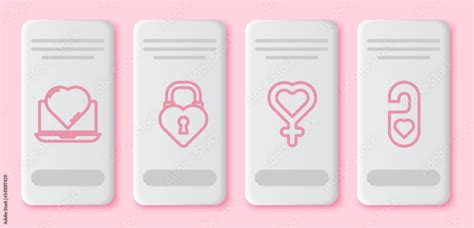 Set Line Online Dating App And Chat Castle In The Shape Of A Heart Female Gender Symbol And